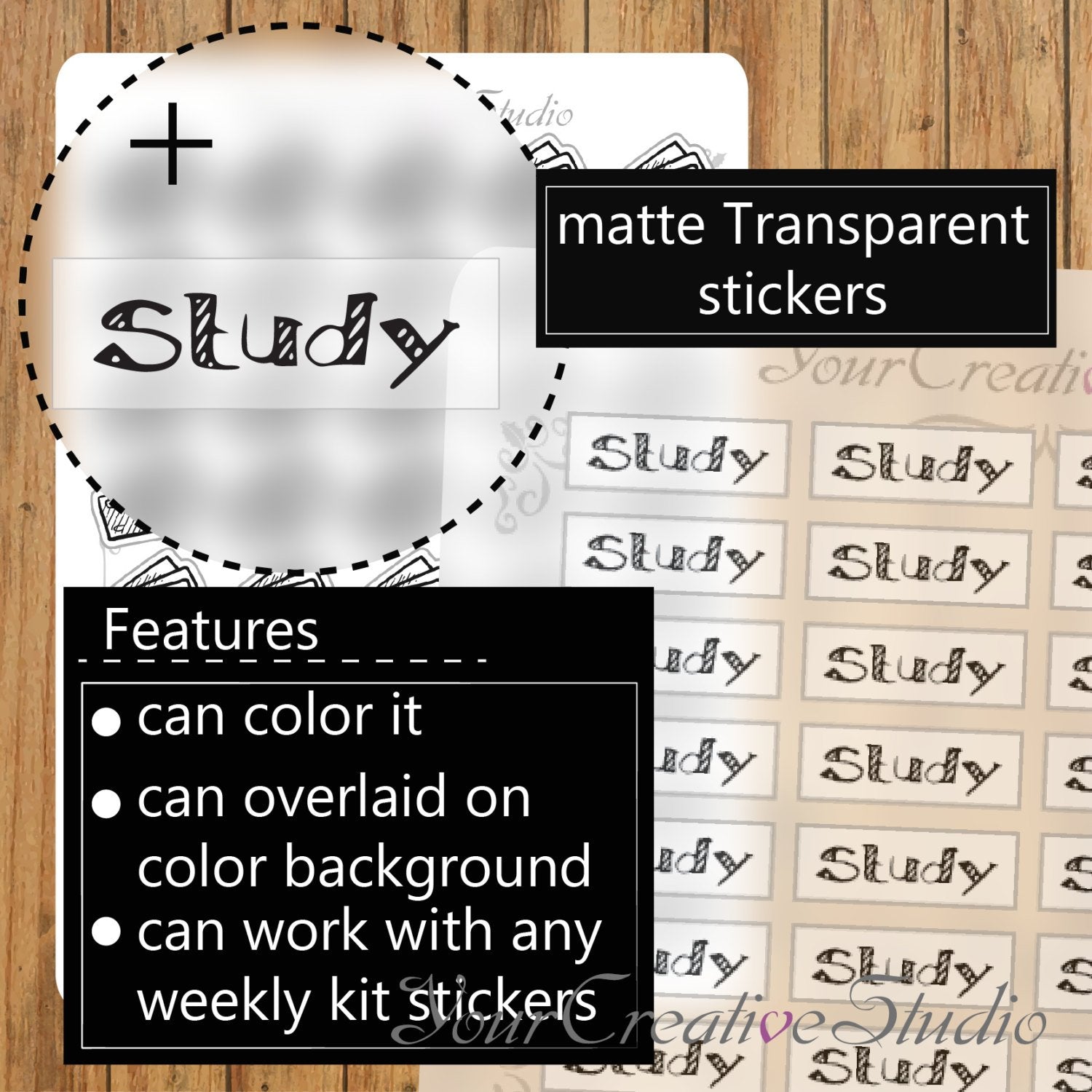 Transparent clear matte Study Text Stickers – My Store